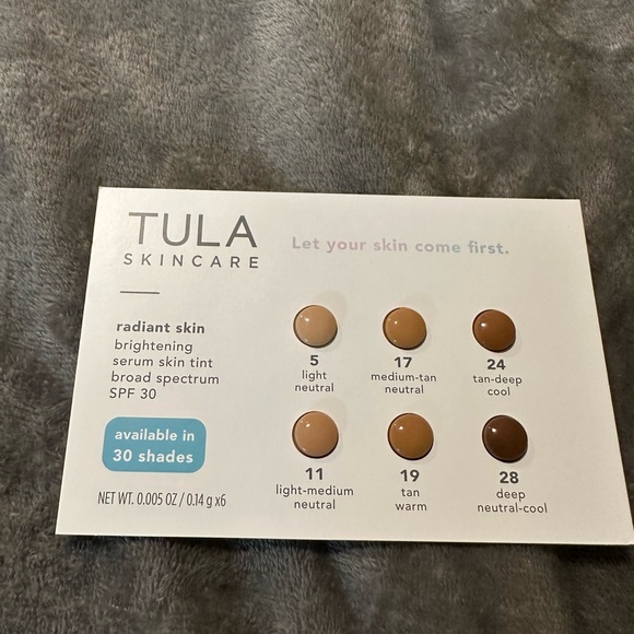 Tula | Skincare | Tula Radiant Skin Brightening Serum Skin Tint Spf 3 6shade Sample Card | Poshmark
